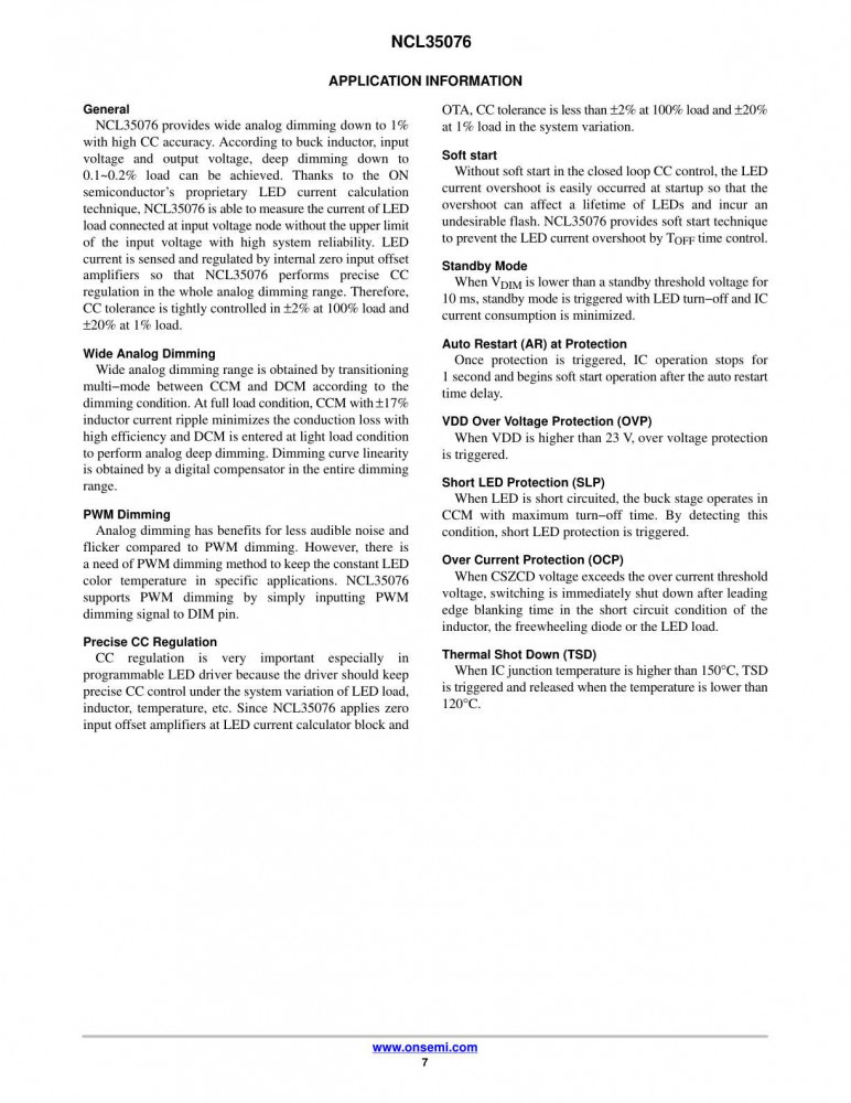 NCL35076 datasheet page 7