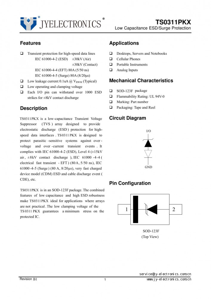 TS0311PKX datasheet page 1