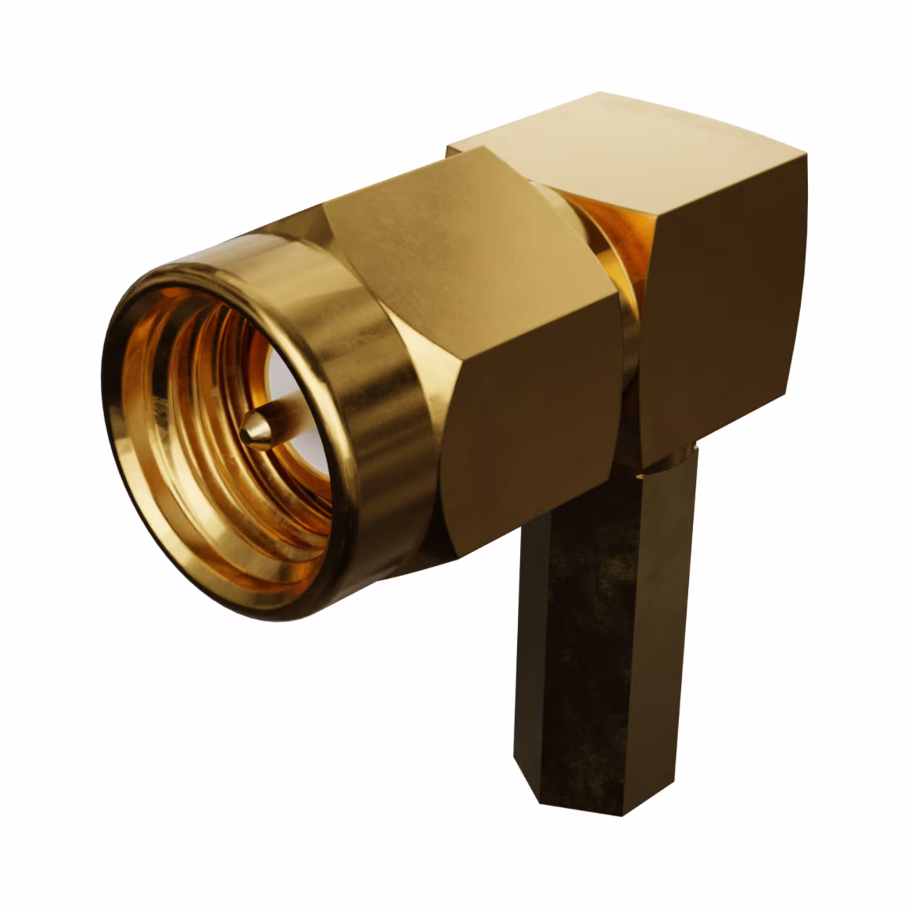 SMA Plug, Right-Angle, Crimp, FUJIKARA 1.5C--QEW-CW, Body Stainless Steel, Gold (Au) Plated, 50 Ohms for sale