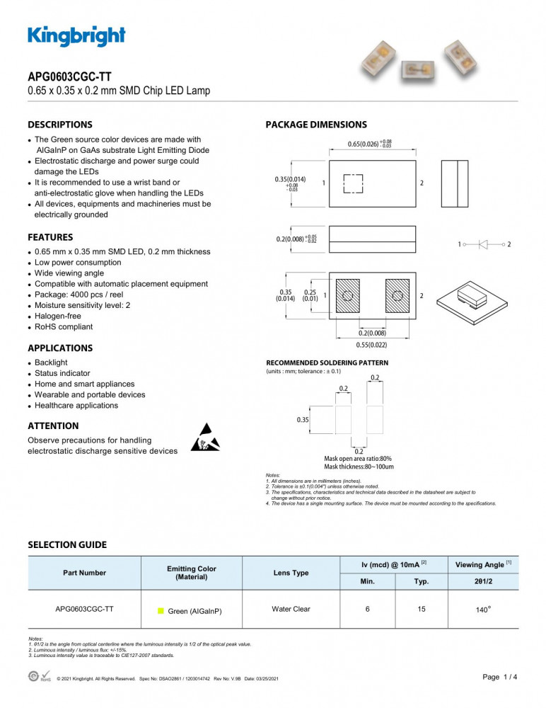 APG0603CGC-TT datasheet page 1