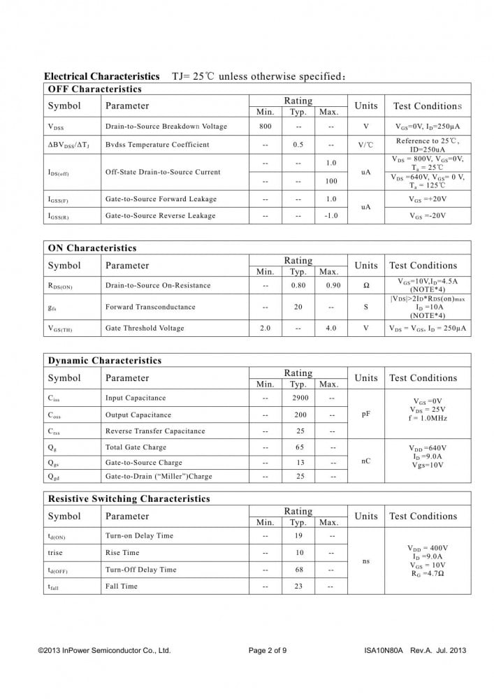 ISA10N80A datasheet page 2