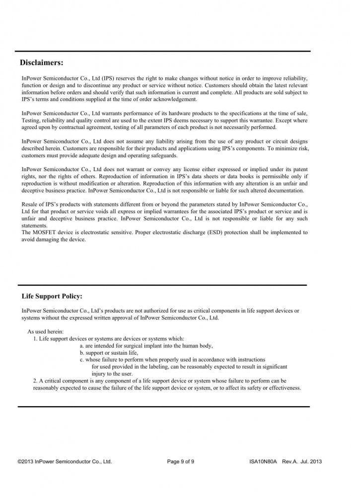 ISA10N80A datasheet page 9