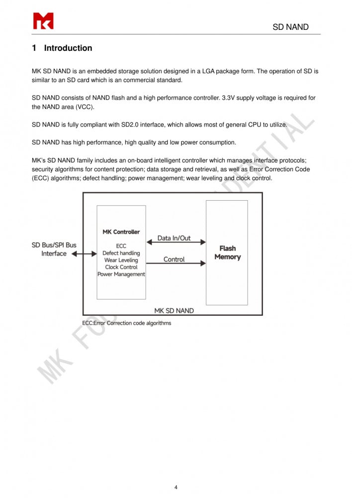 MK SD NAND datasheet page 4