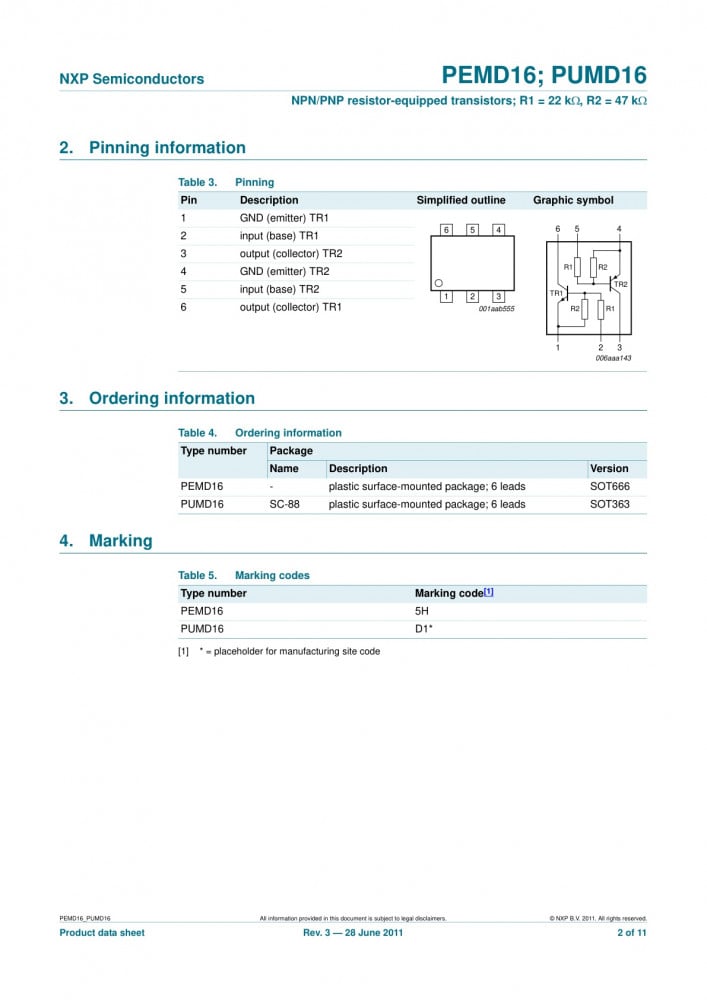 PUMD16 datasheet page 2