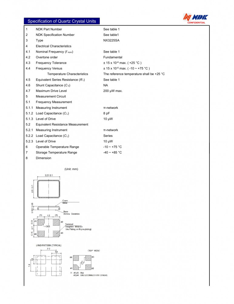 NDK CS14520-16M specification page 1