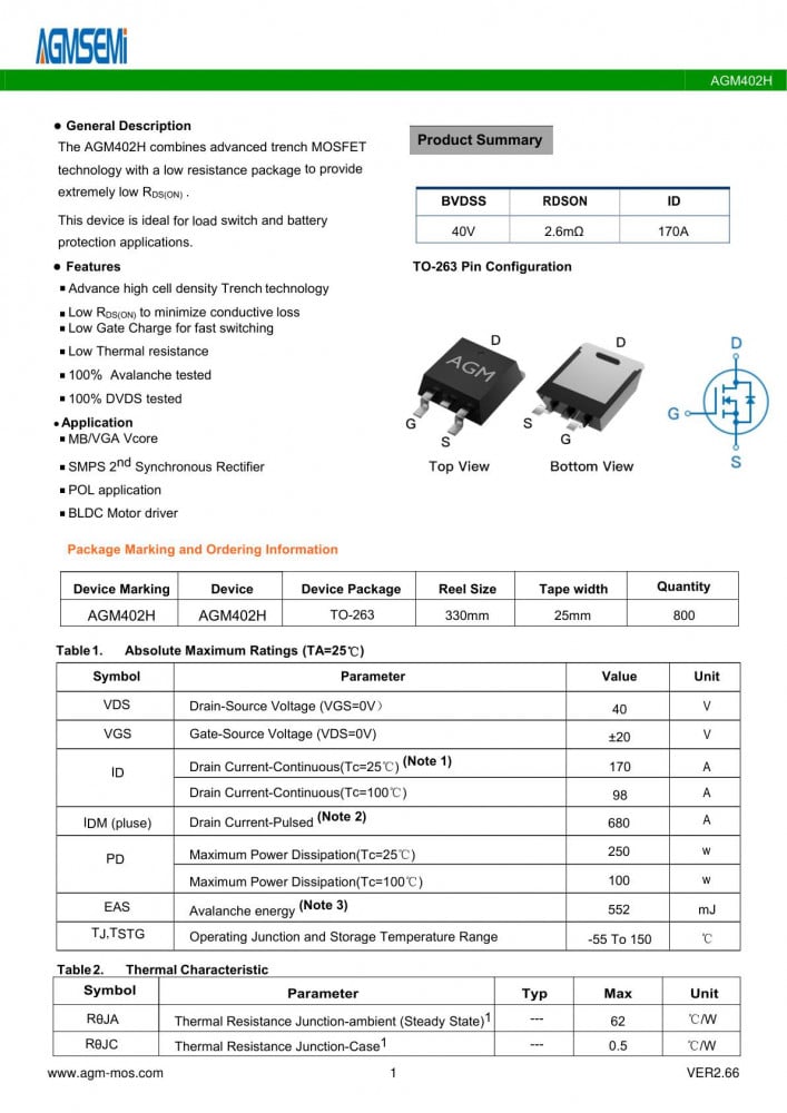 AGM402H datasheet page 1