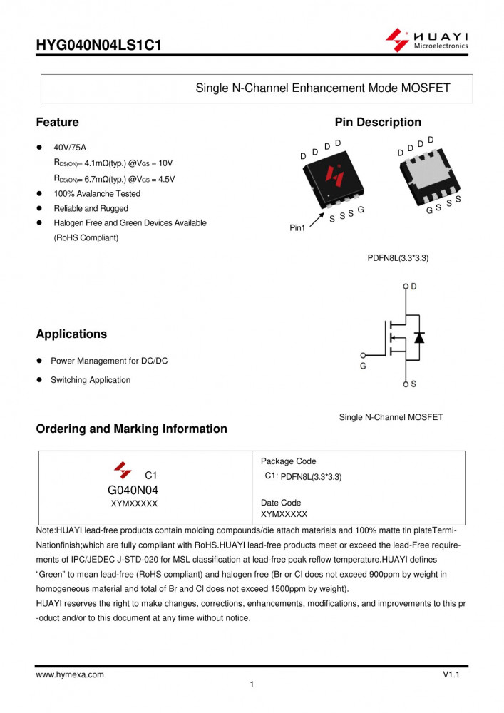 HYG040N04LS1C1 datasheet page 1