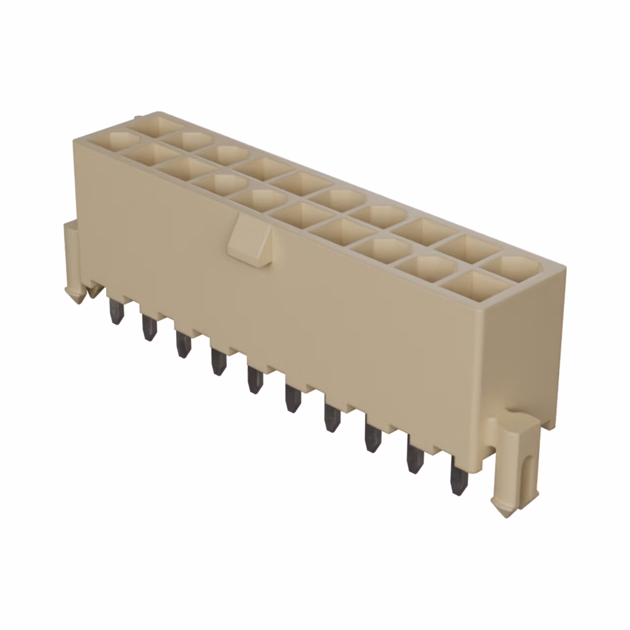 Mini-Fit HCS Header, 4.20mm Pitch, Dual Row, Vertical, with Snap-in Plastic Peg PCB Lock, 20 Circuits, Nylon 6/6 94V-2, Matte Tin (Sn) Plating, without Drain Holes for sale