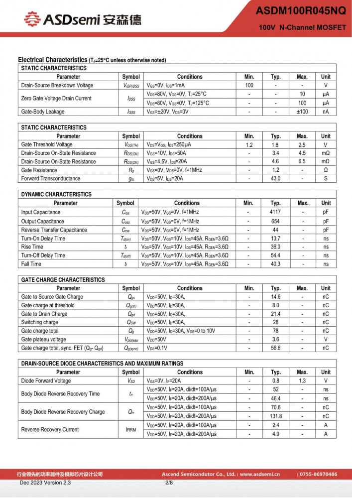 ASDM100R045NQ-R datasheet page 2