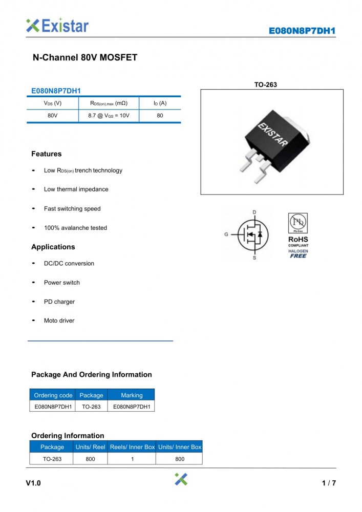 E080N8P7DH1 datasheet page 1