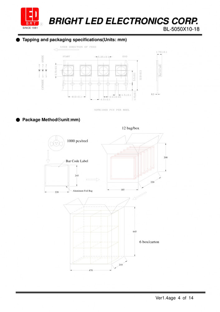 BL-5050X10-18 datasheet page 3