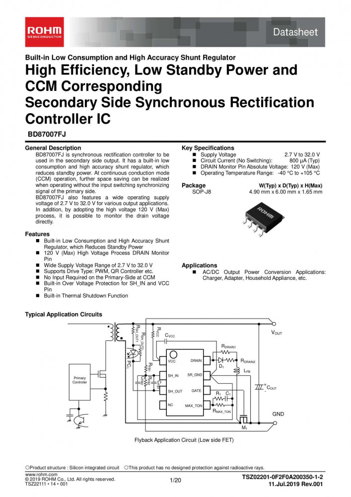 BD87007FJ-E2 datasheet page 1