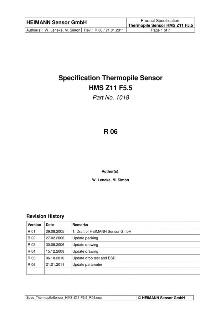 HMS Z11 F5.5 datasheet page 1