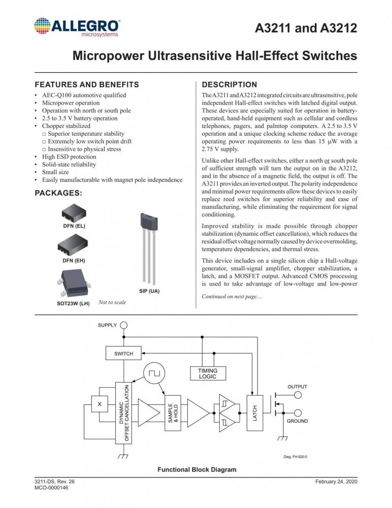 A3212 datasheet page 1