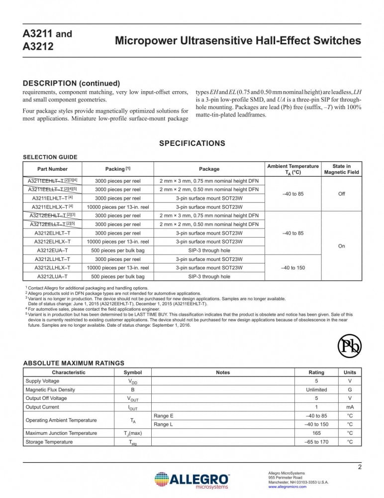 A3212 datasheet page 2