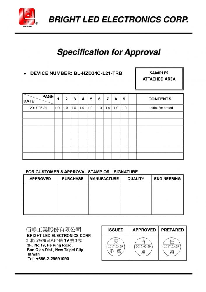 BL-HZD34C-L21-TRB datasheet page 1