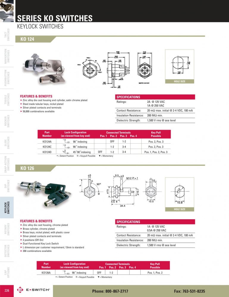E-Switch KO series datasheet page 7