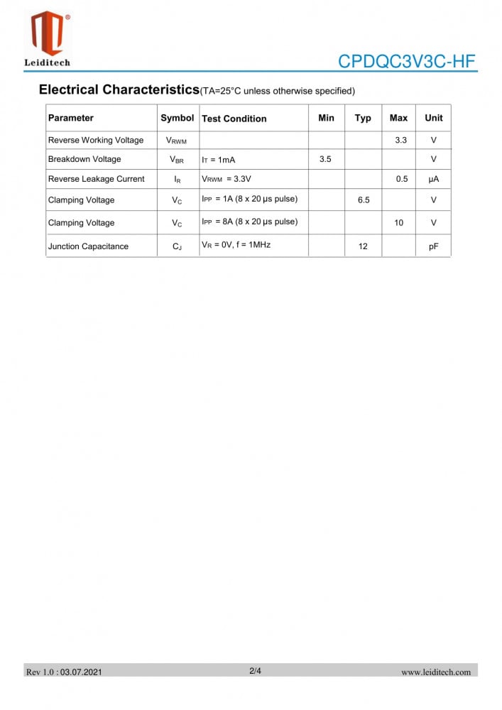 CPDQC3V3C-HF datasheet page 2