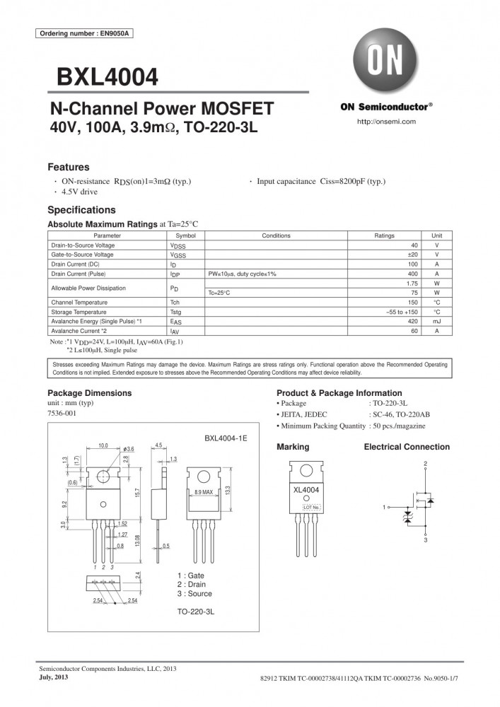 BXL4004 datasheet page 1