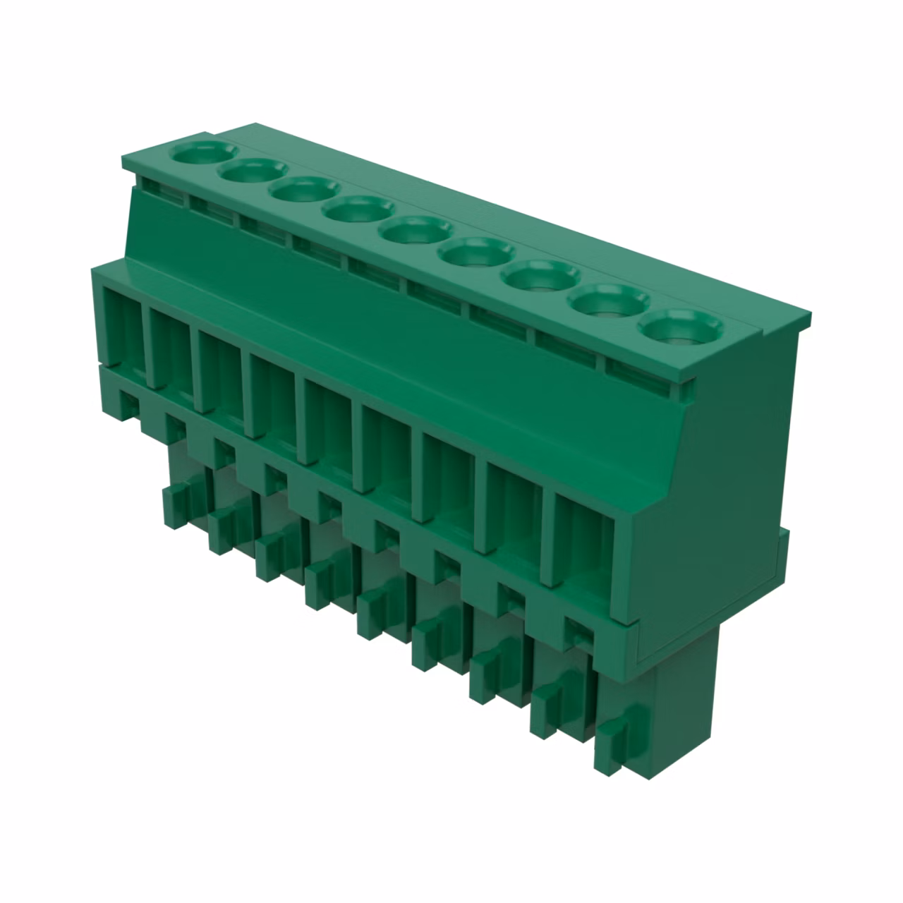 3.50mm Pitch Eurostyle Vertical Plug, with Reverse Imprinting, Front Wire Entry, Green Housing, 9 Circuits for sale