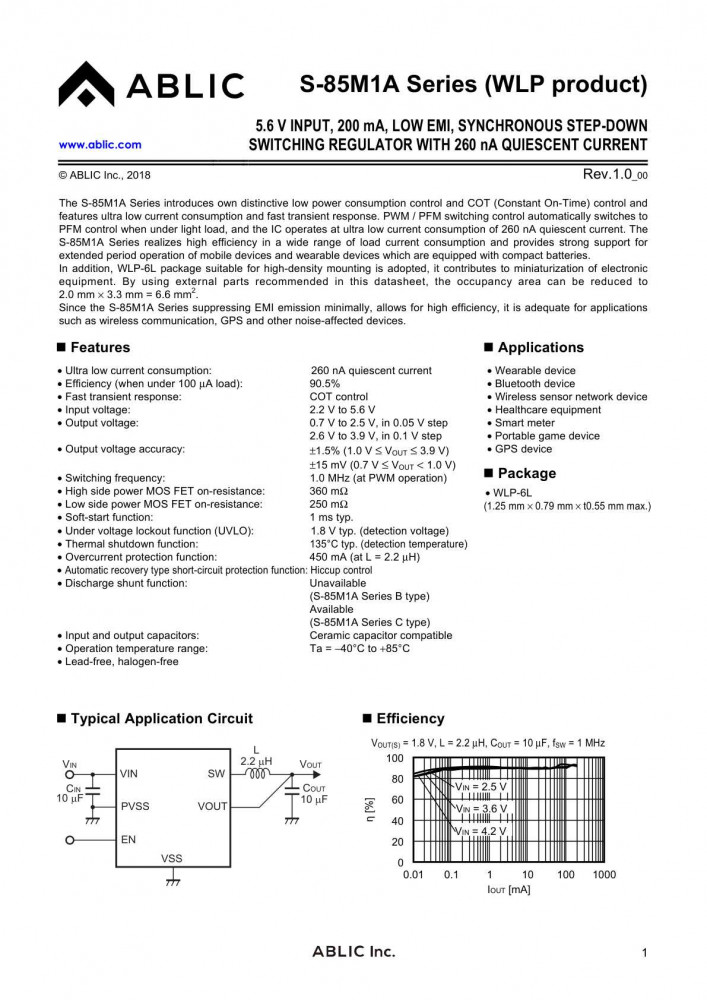 S-85M1A datasheet page 1