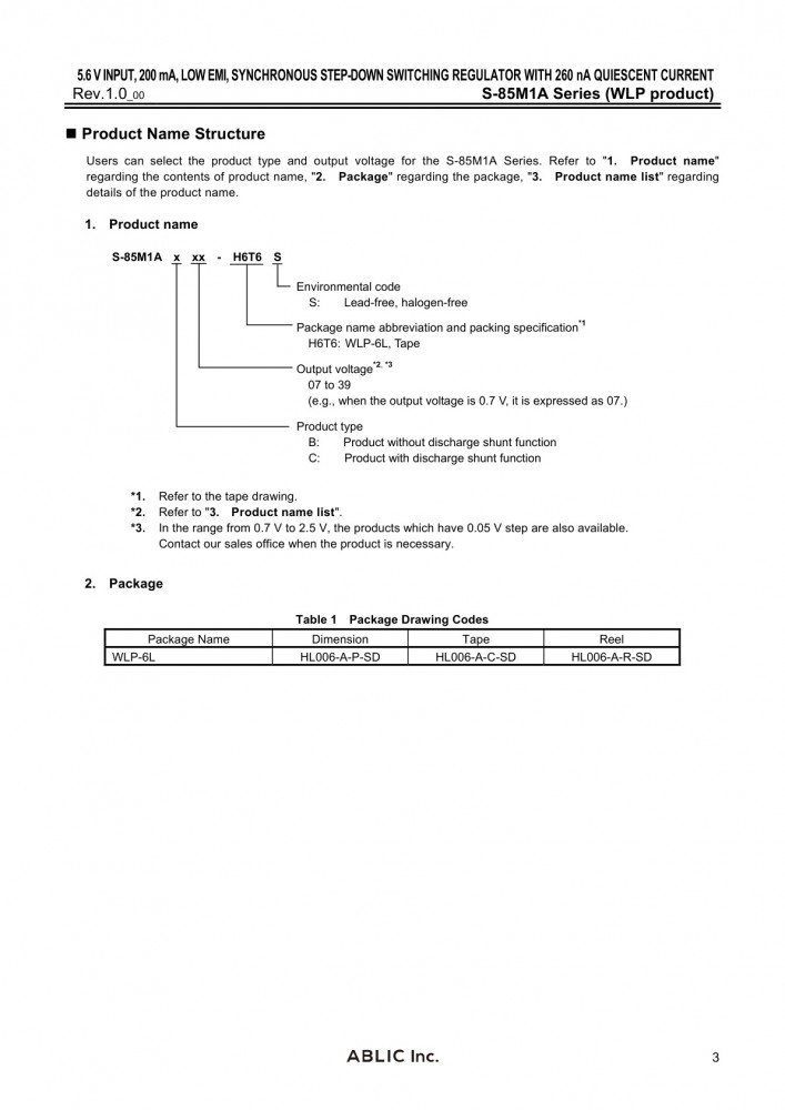 S-85M1A datasheet page 3