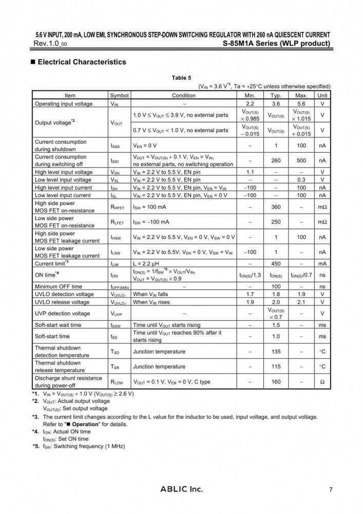 S-85M1A datasheet page 7