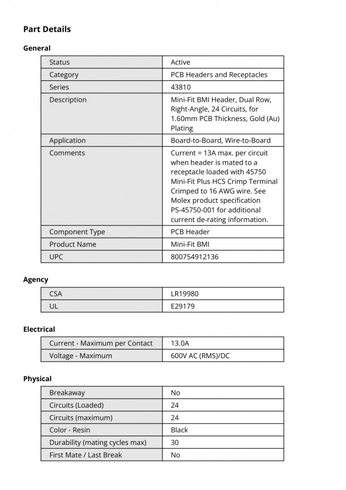 MOLEX 438100220 technical document page 2
