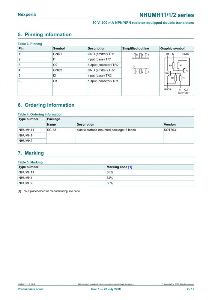 NHUMH11F datasheet page 2