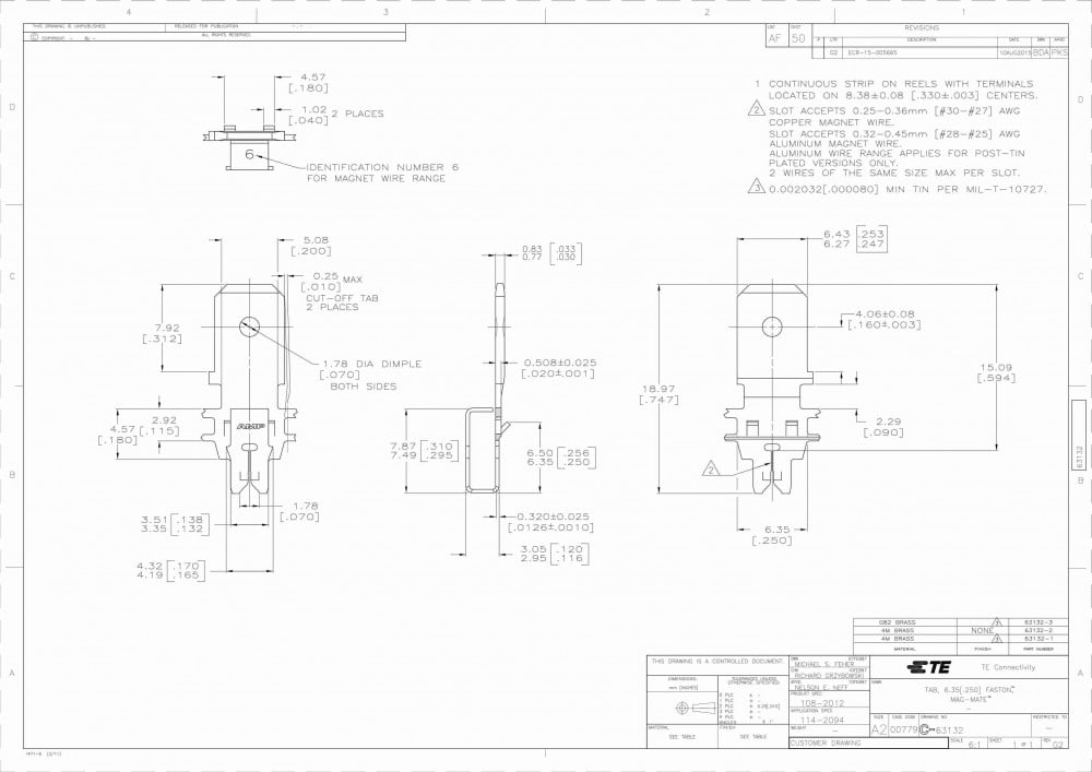 TE Connectivity 63132-2 controlled drawing reference