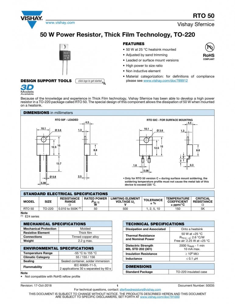 RTO050F22R00JTE1 datasheet page 1