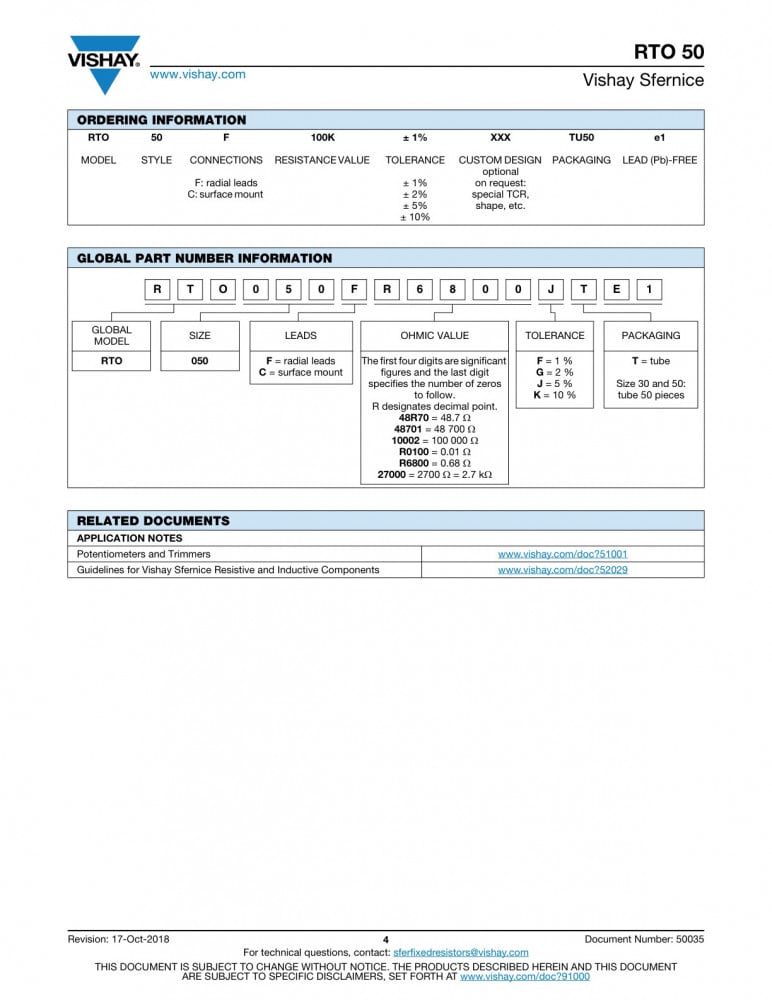 RTO050F22R00JTE1 datasheet page 4