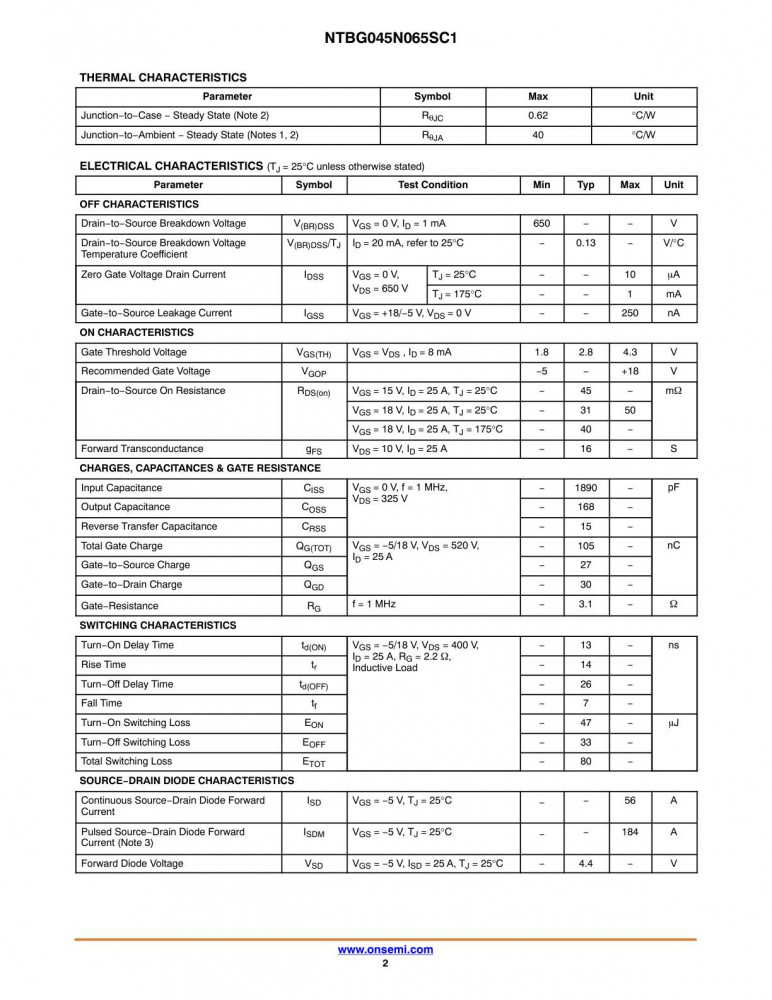 NTBG045N065SC1 document page 2