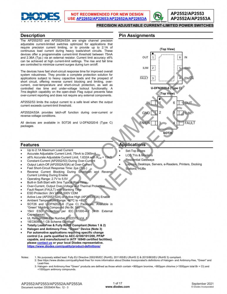 AP2552AFDC-7 datasheet page 1