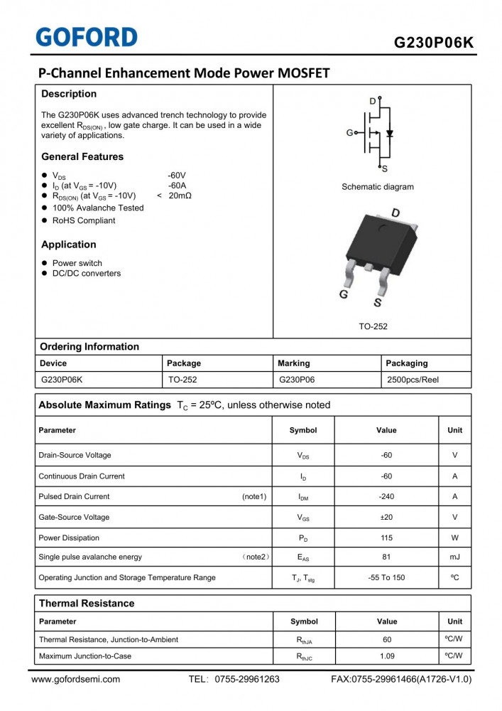 G230P06K datasheet page 1