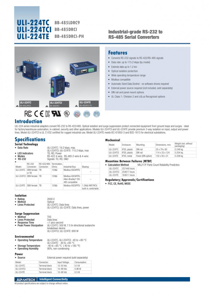 ADVANTECH ULI-224 series document page 3