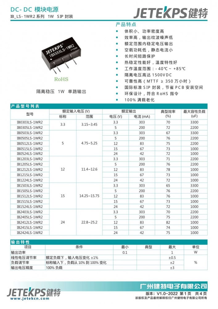 IB0505LS-1WR2 datasheet page 1
