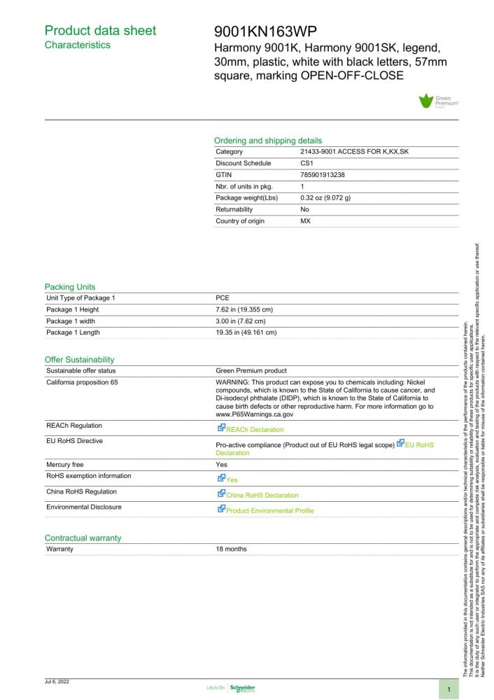 9001KN163WP technical document preview