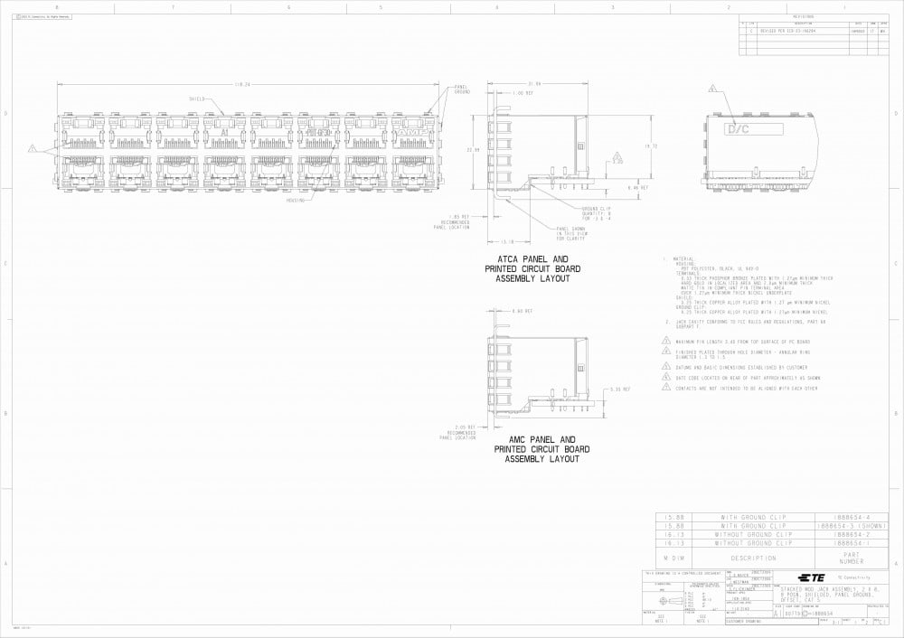 TE Connectivity 1888654-3 technical drawing page 1