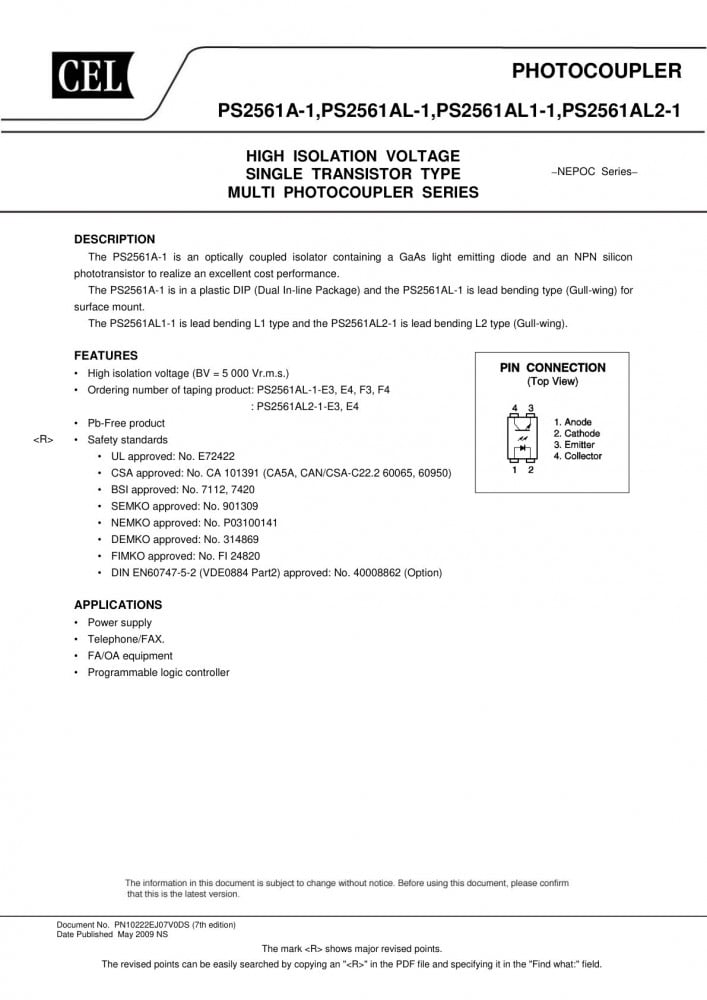 PS2561AL2-1-V-F3-L-A datasheet page 1