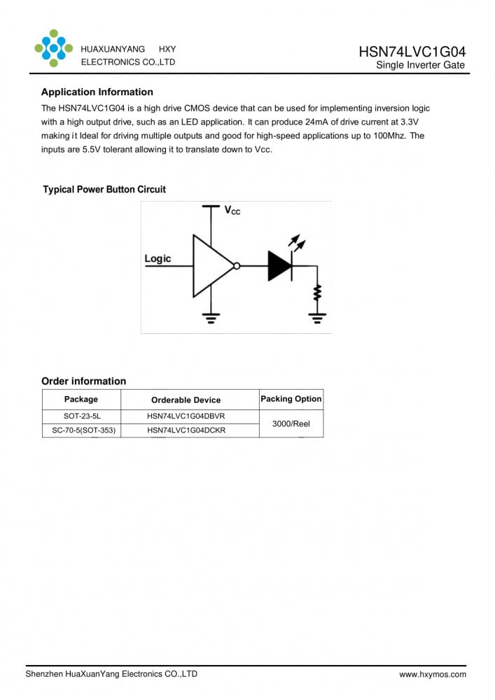 HSN74LVC1G04DCKR datasheet page 6
