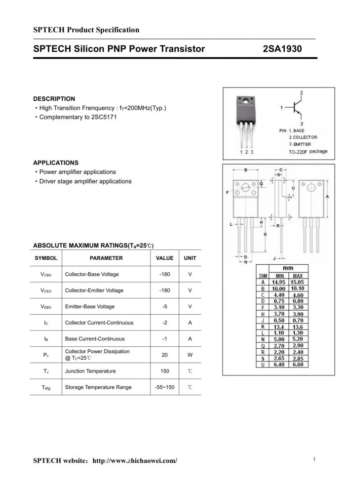 2SA1930 technical document page 1