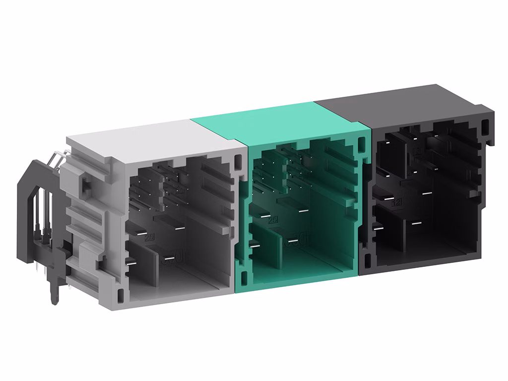 stAK50h 4 Bay Right-Angle Hybrid Header, 84 Circuits, Bay 1: 12 Circuits/Key 1/Black; Bay 2: 28 Circuits/Key 2/Green; Bay 3: 32 Circuits/Key 1/Black; Bay 4: 12 Circuits/Key 2/Green; Tube