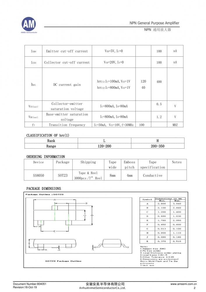 SS8050 datasheet page 2