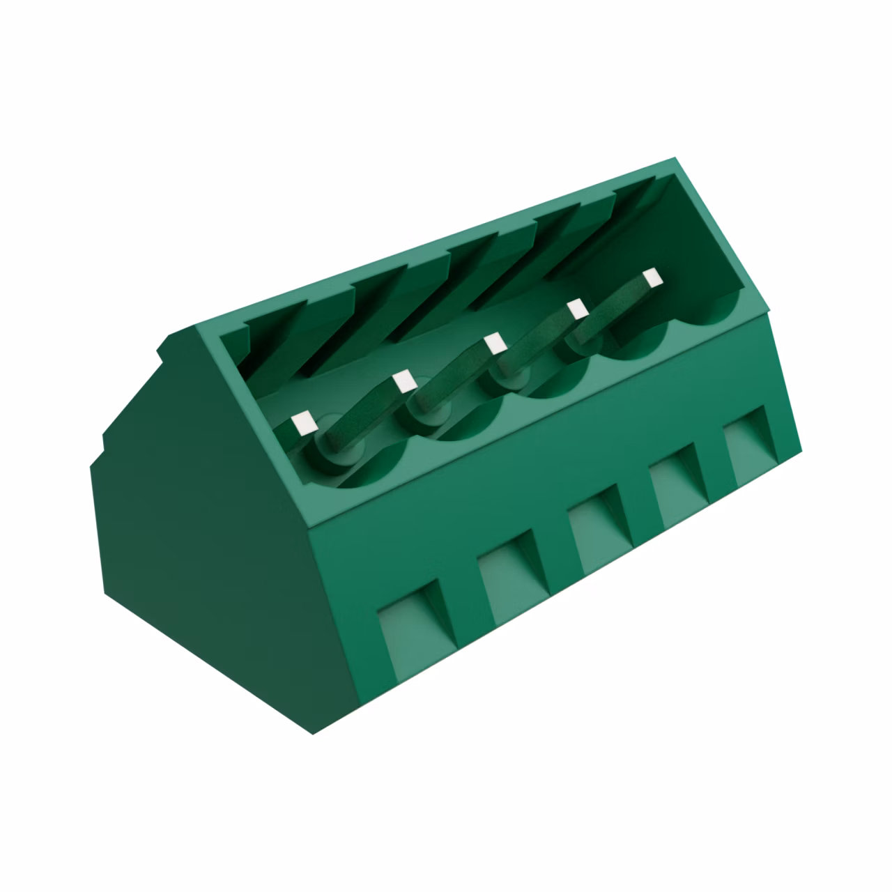 5.00mm Pitch Eurostyle 45° Angle PCB Header, Closed Ends, 5 Circuits, Green for sale