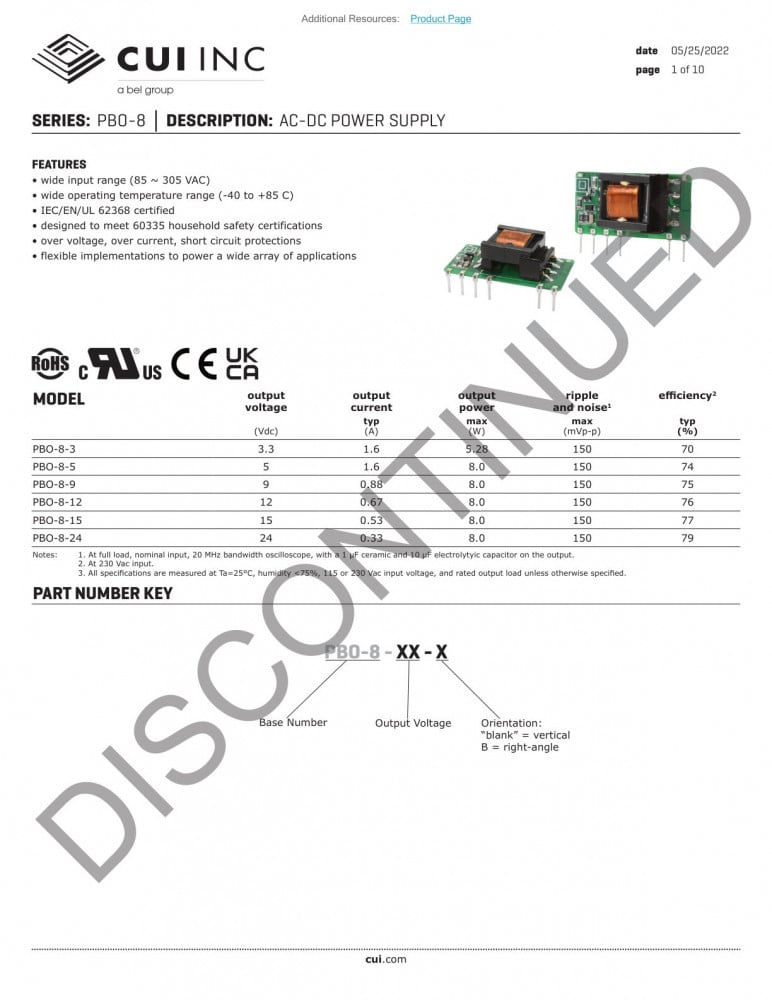 PBO-8-9-B datasheet page 1