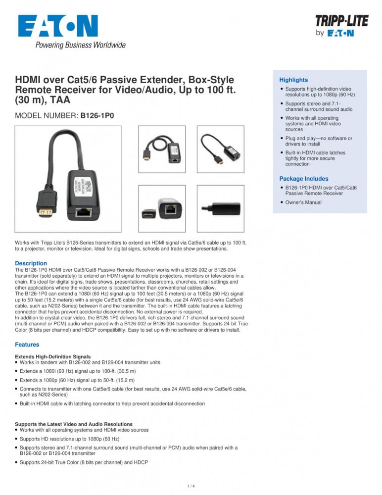 B126-1P0 technical document page 1