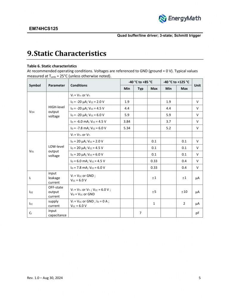 EM74HCS125PW datasheet page 5