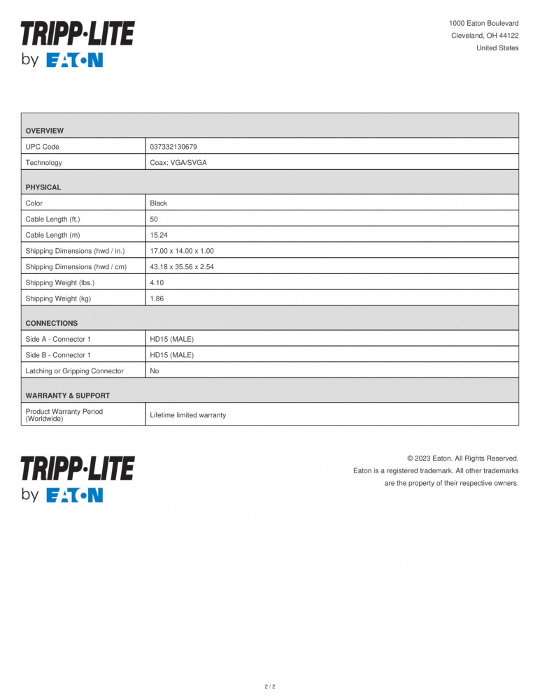 P502-050-P technical document page 2