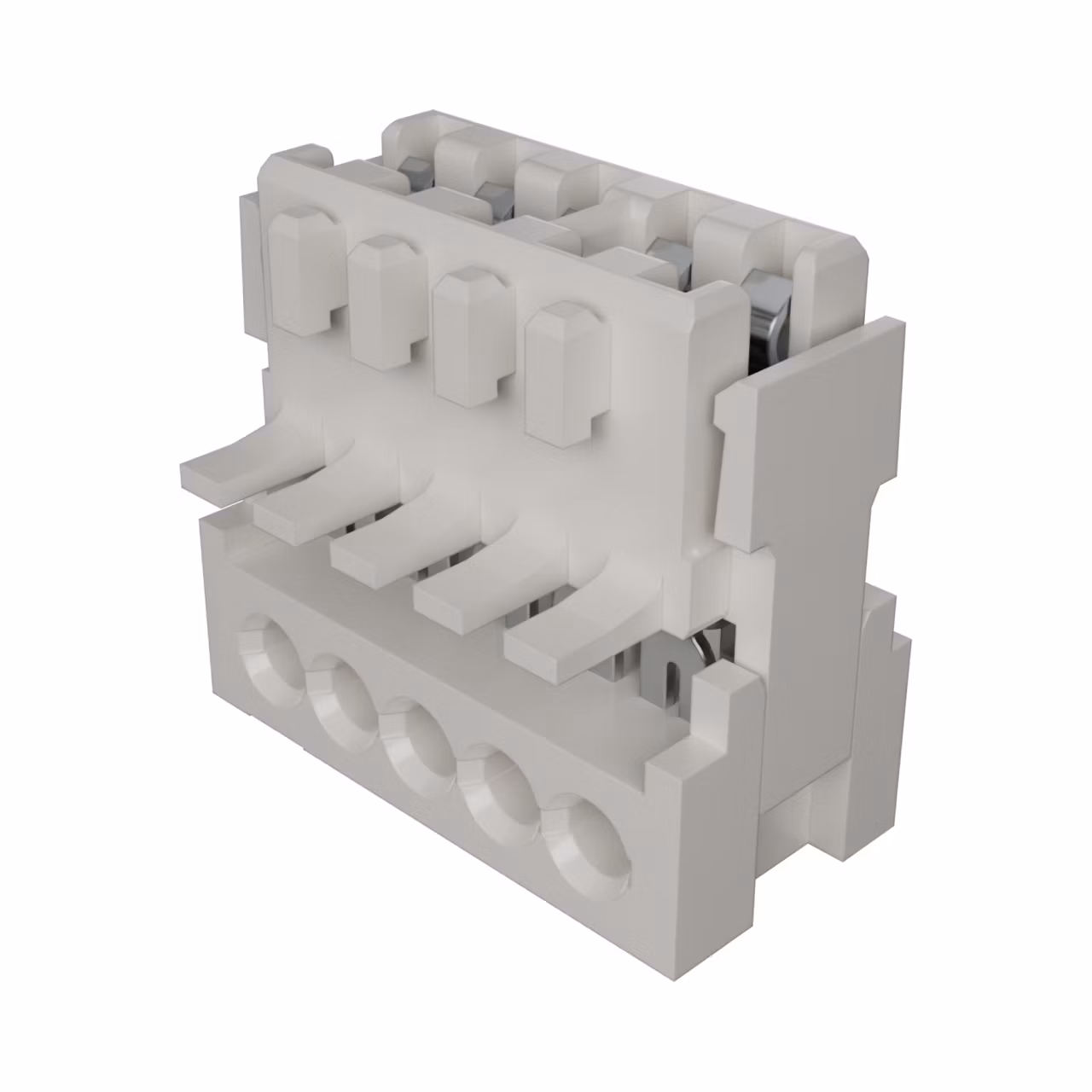 Appli-Mate RAST 2.5 IDT Housing, 2.50mm Pitch, with Side Latches, Female, 5 Circuits, Position Keys A & F Removed, Polarizing Rib Between 3/4, Red Color Stripe for sale